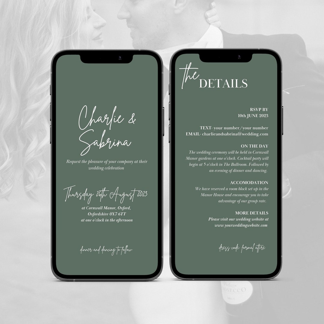 Digital Wedding Invitation E-invite Template, Minimalist Electronic ...