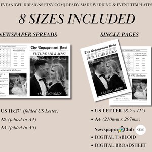 Engagement Newspaper Template, Canva Wedding Newspaper Template, Future Mr and Mrs, Engagement ...