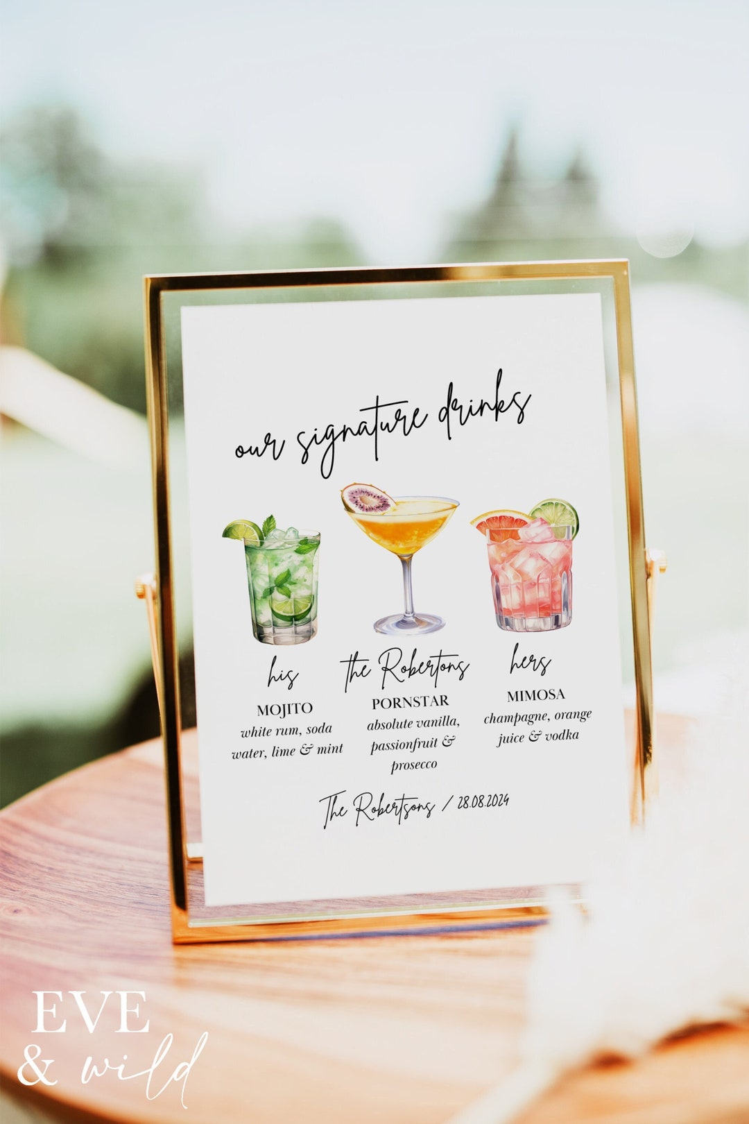 Signature Drink Sign Template, Editable Cocktail Sign, Printable ...