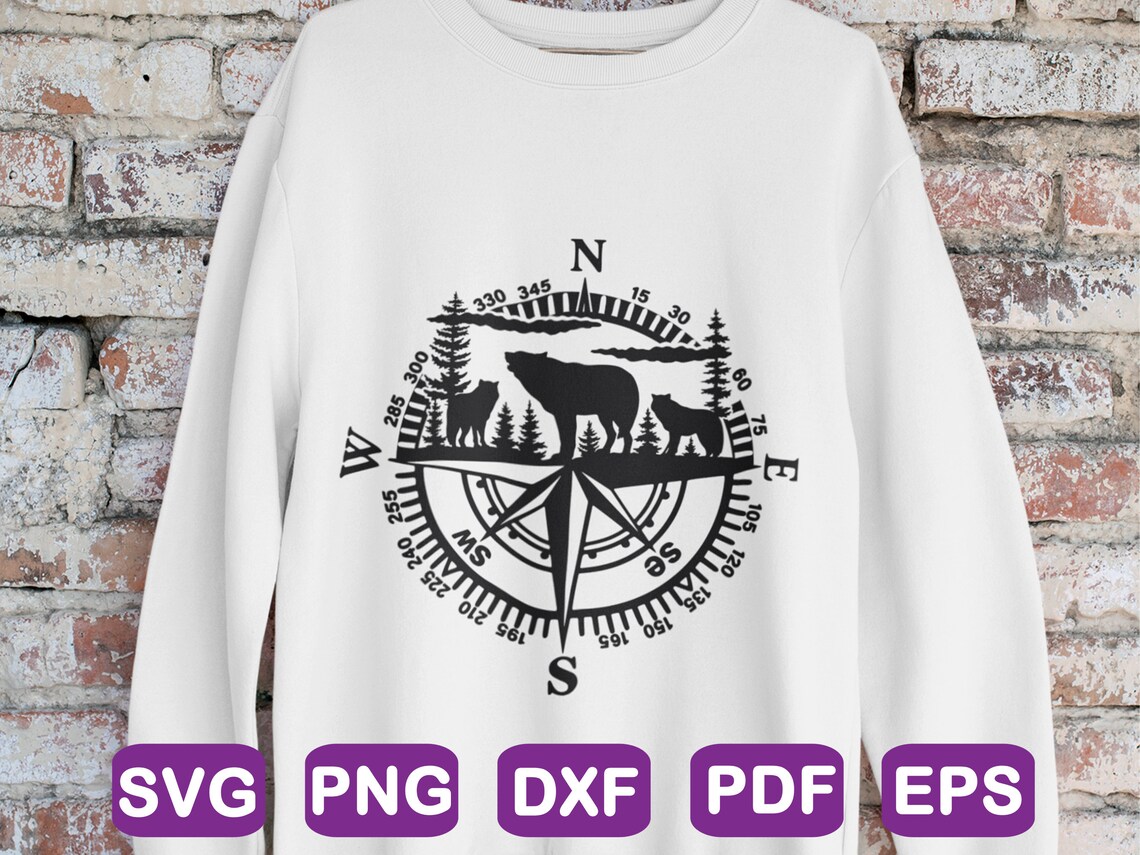 Wolf Compass Design Svg, Howling Wolf SVG File, Mountain Wolf Svg, Wolf ...