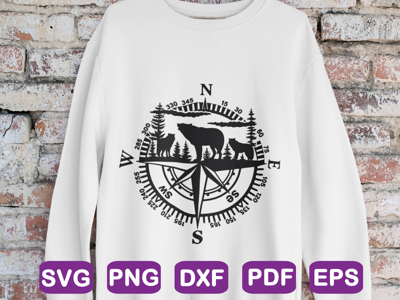 Wolf Compass Design Svg, Howling Wolf SVG File, Mountain Wolf Svg, Wolf ...