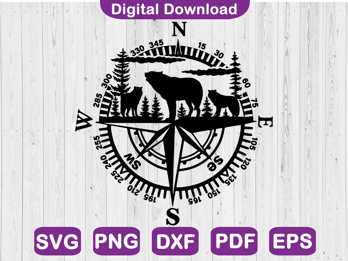 Wolf Compass Design Svg, Howling Wolf SVG File, Mountain Wolf Svg, Wolf ...