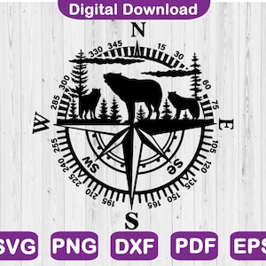 Wolf Compass Design Svg, Howling Wolf SVG File, Mountain Wolf Svg, Wolf ...