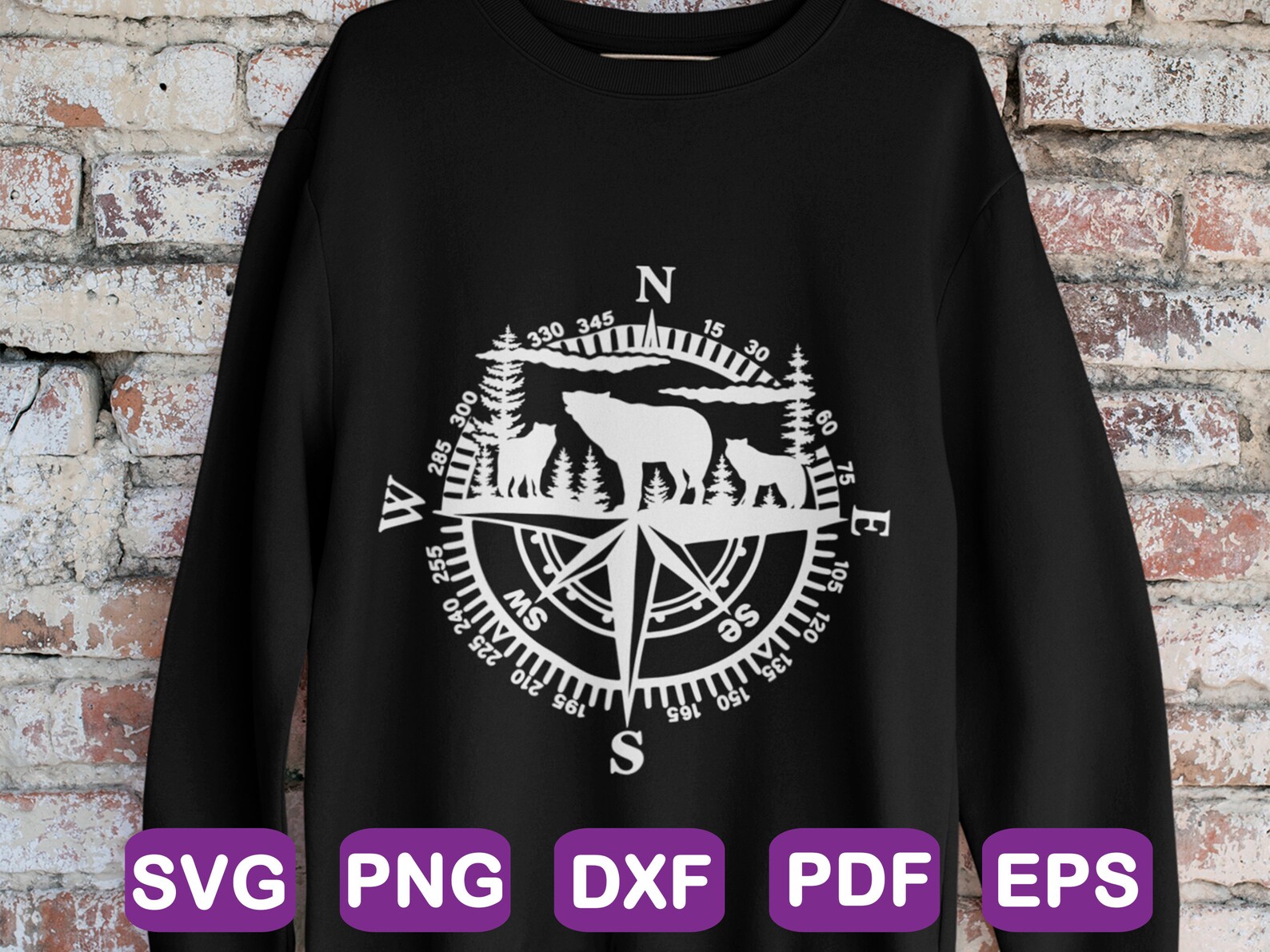 Wolf Compass Design Svg, Howling Wolf SVG File, Mountain Wolf Svg, Wolf ...