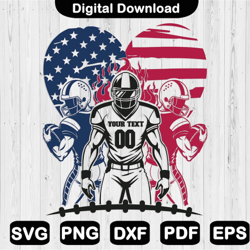 2 Football Player Svg - Etsy