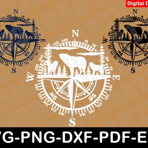 Wolf Compass Design Svg Howling Wolf SVG File Mountain Wolf - Etsy