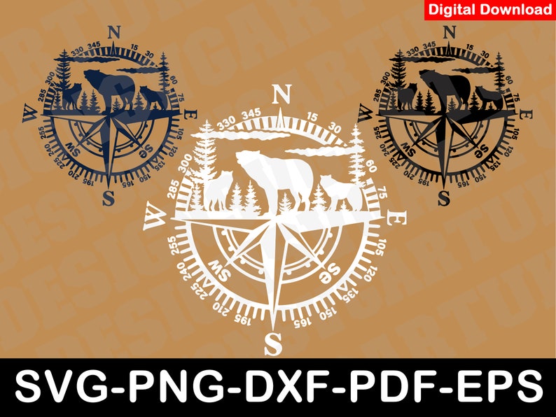 Wolf Compass Design Svg Howling Wolf SVG File Mountain Wolf - Etsy