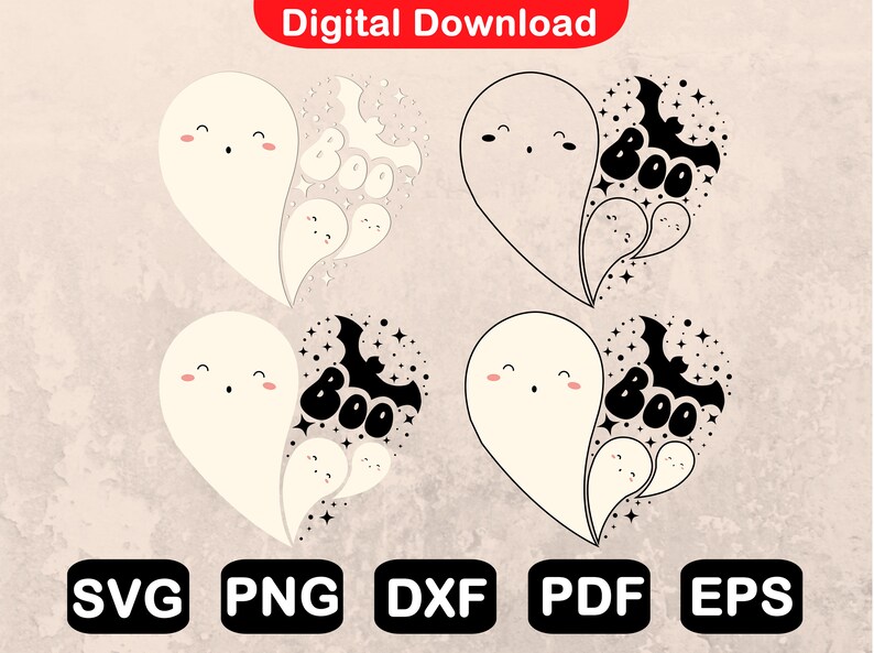 Boo Svg, Cute Ghost Svg, Ghost Heart Svg, Kids Halloween Shirt Svg ...