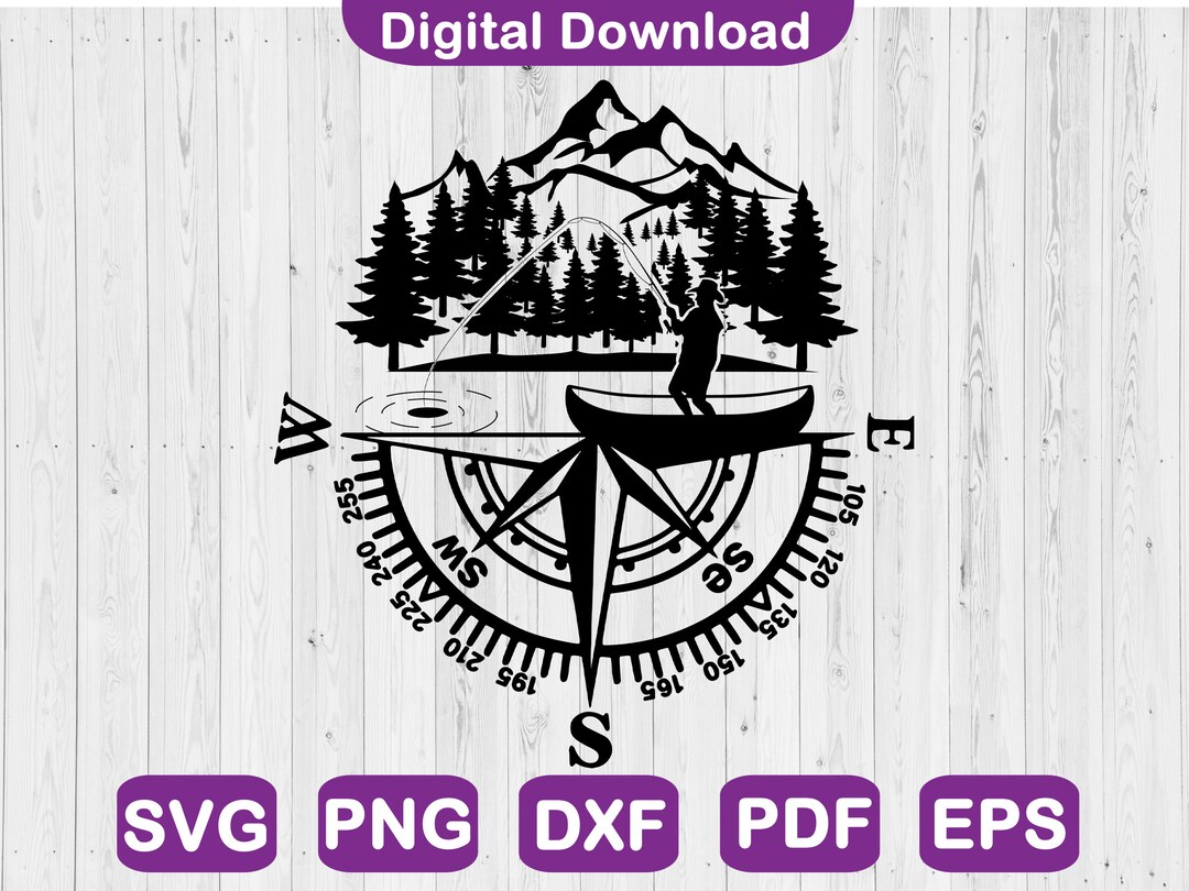 Fishing Compass Svg, Fisherman Design Svg, Fishing Svg, Compass Rose ...