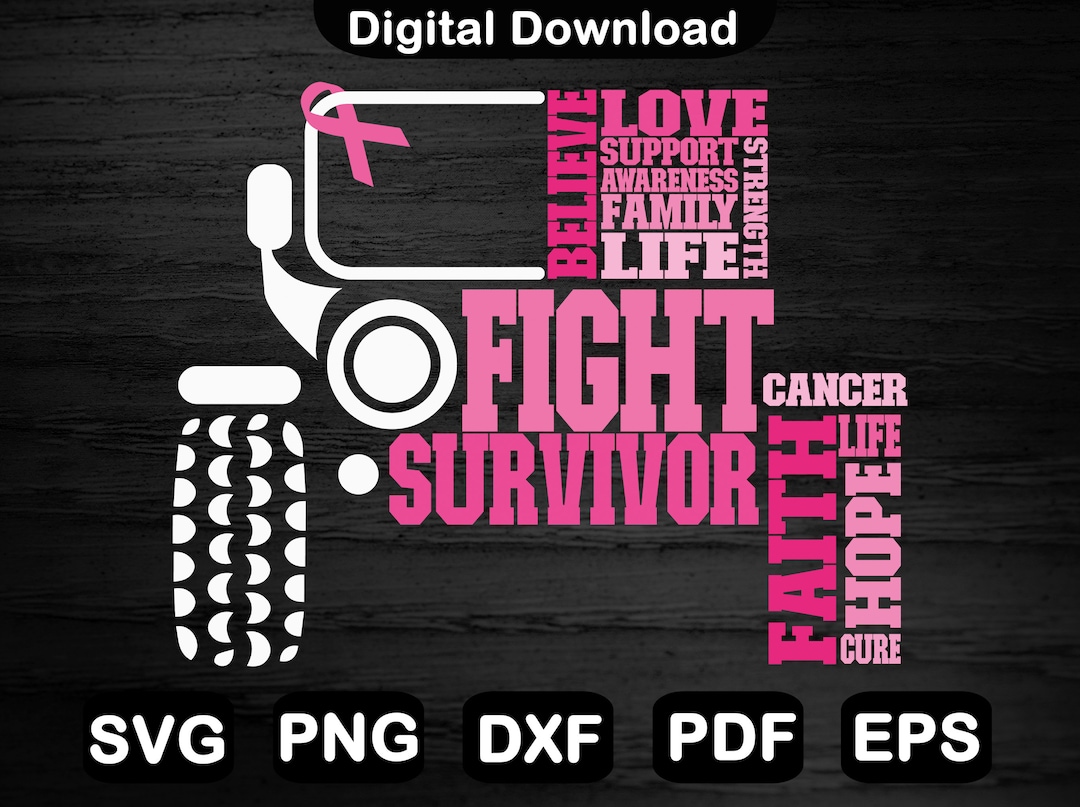Breast Cancer 4x4 off Road Car Svg, Hope Svg, Faith Svg, Cancer Surivor ...