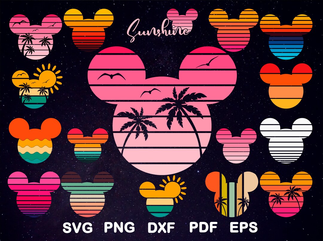 Mickey & Minnie Mause Sunset Svg Bundle, Beach Shirt Svg, Summer T ...