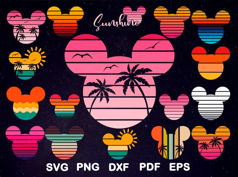 Mickey & Minnie Mause Sunset Svg Bundle, Beach Shirt Svg, Summer T ...