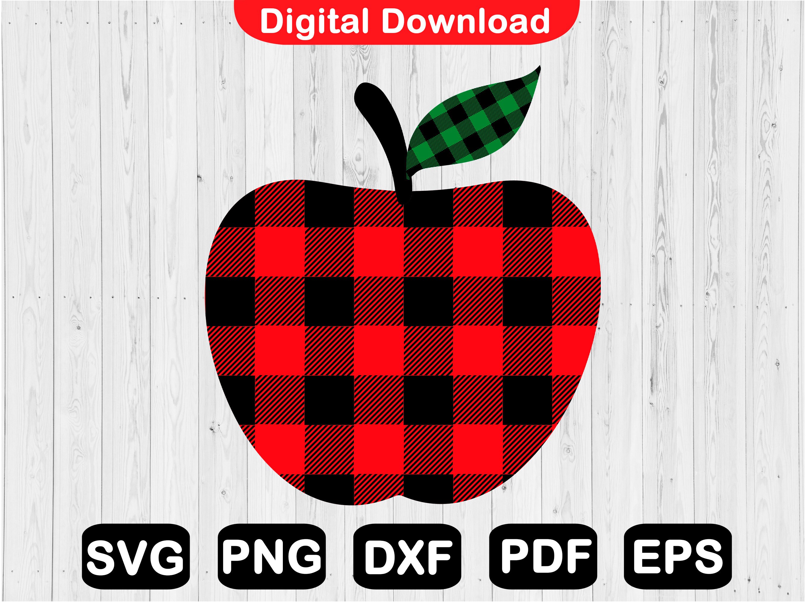 Buffalo Plaid Apple Svg, Red Plaid Apple Svg, Christmas Teacher Shirt ...