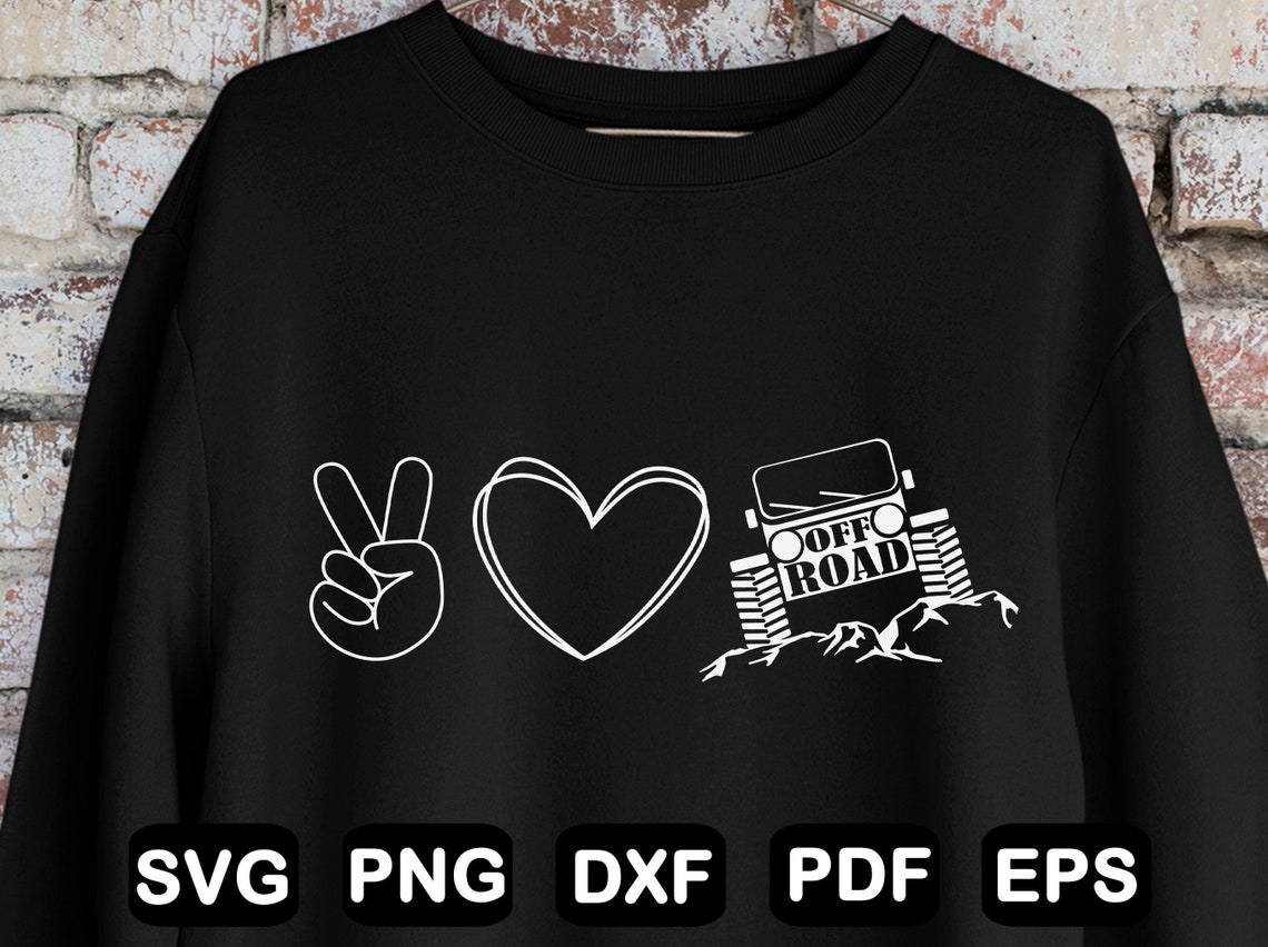 Peace Love off Road Svg, Love Truck Svg, Peace Hand Heart Offroad Car ...