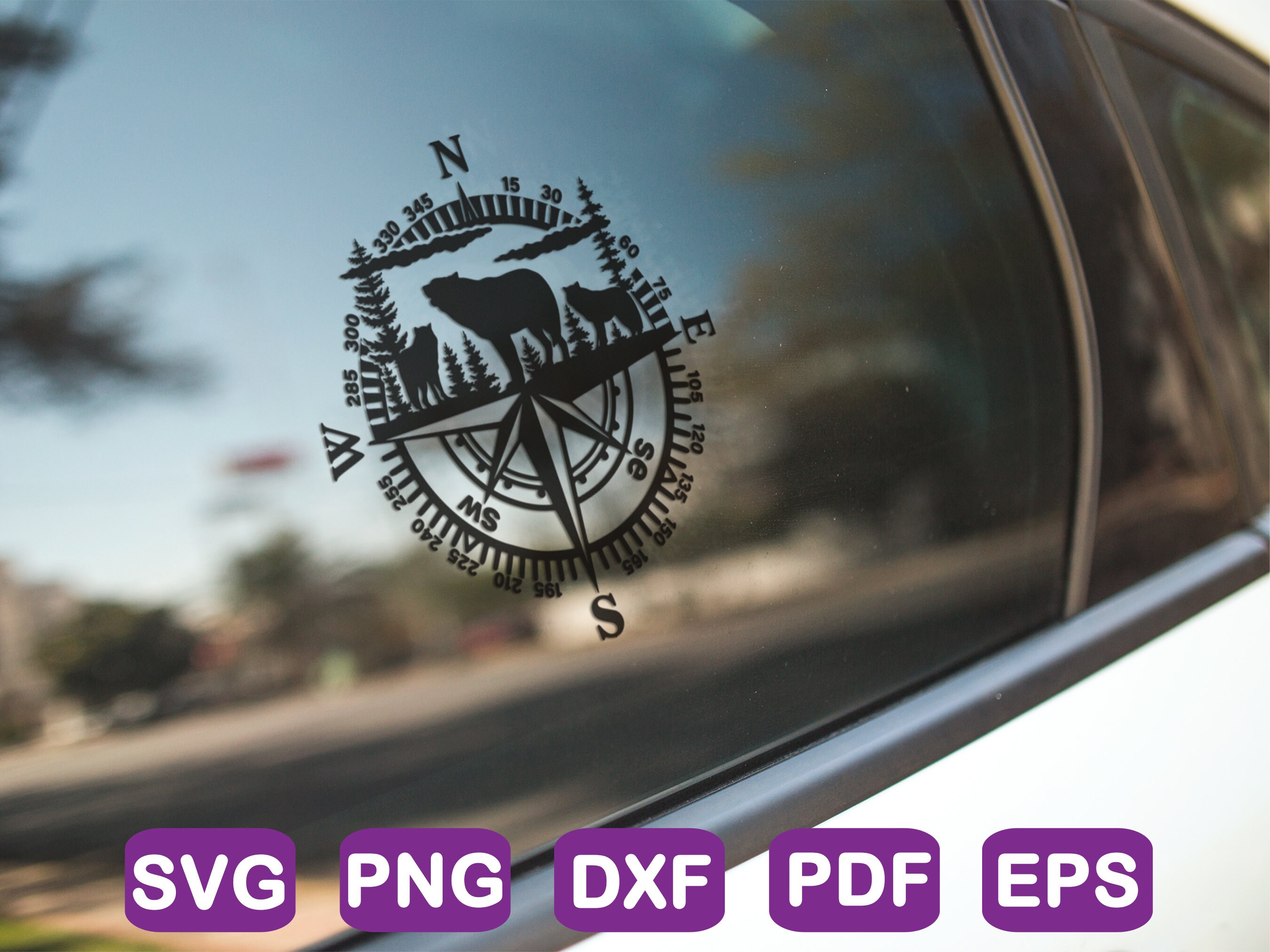 Wolf Compass Design Svg, Howling Wolf SVG File, Mountain Wolf Svg, Wolf ...
