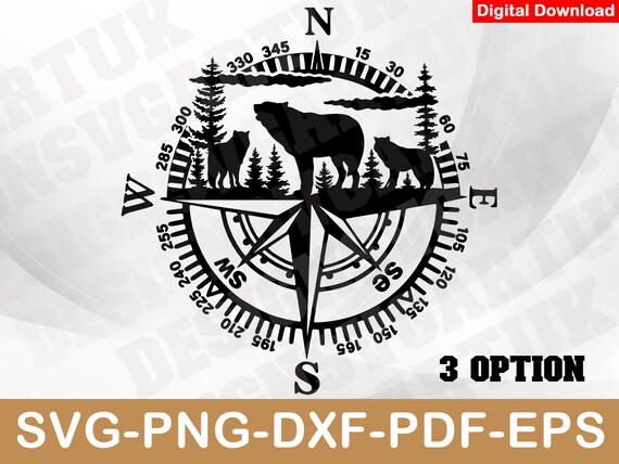 Wolf Compass Design Svg Howling Wolf SVG File Mountain Wolf - Etsy