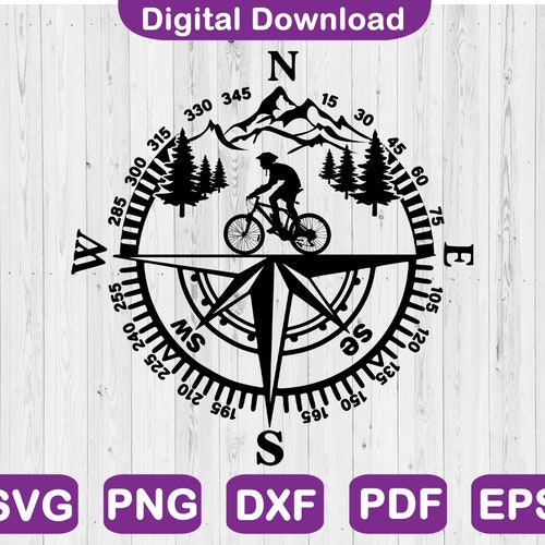 Mountain Bike Compass Design Svg Biker Shirt Svg Biker Decal - Etsy