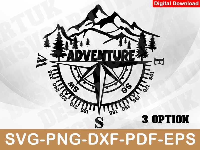 Compass Mountain Svg Adventure Compass Design Compass Decal - Etsy