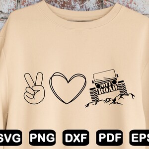 Peace Love off Road Svg, Love Truck Svg, Peace Hand Heart Offroad Car ...