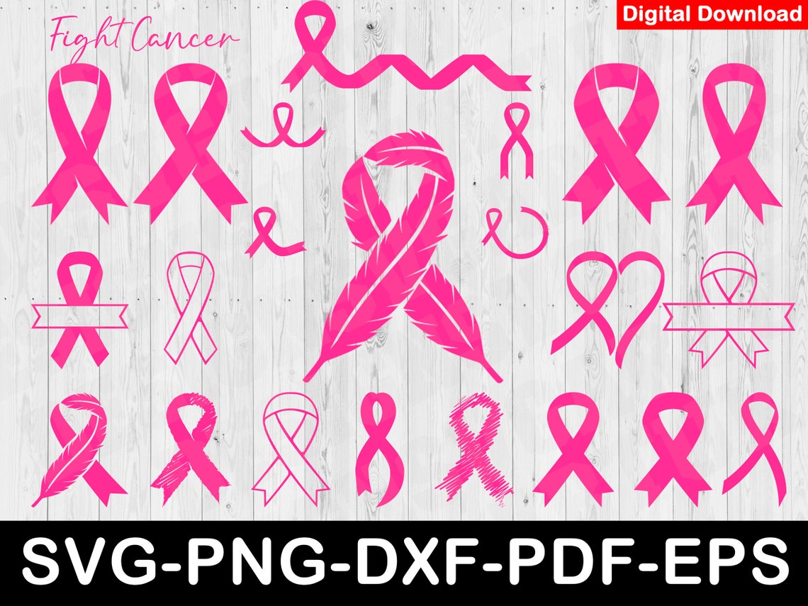 Pink Ribbon Svg Bundle,awareness Ribbon Svg, Breast Cancer Svg Bundle ...