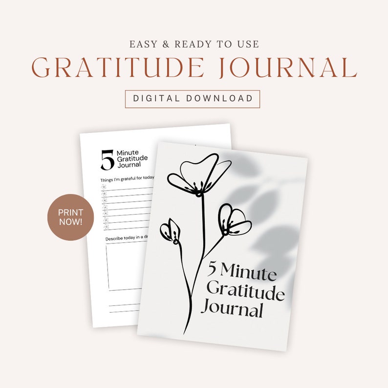 5 Minute Gratitude Journal - Etsy