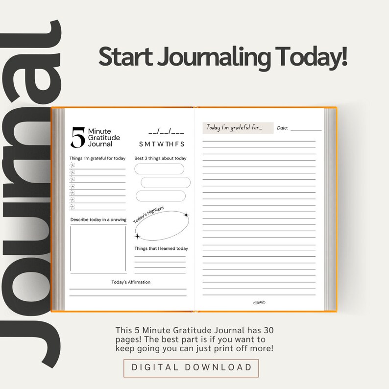 5 Minute Gratitude Journal - Etsy