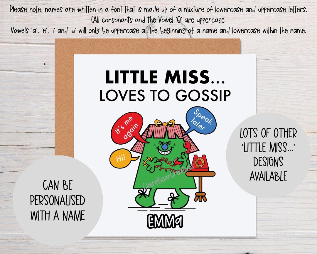 Little Miss... Loves to Gossip Card Funny Birthday Card for Friend ...