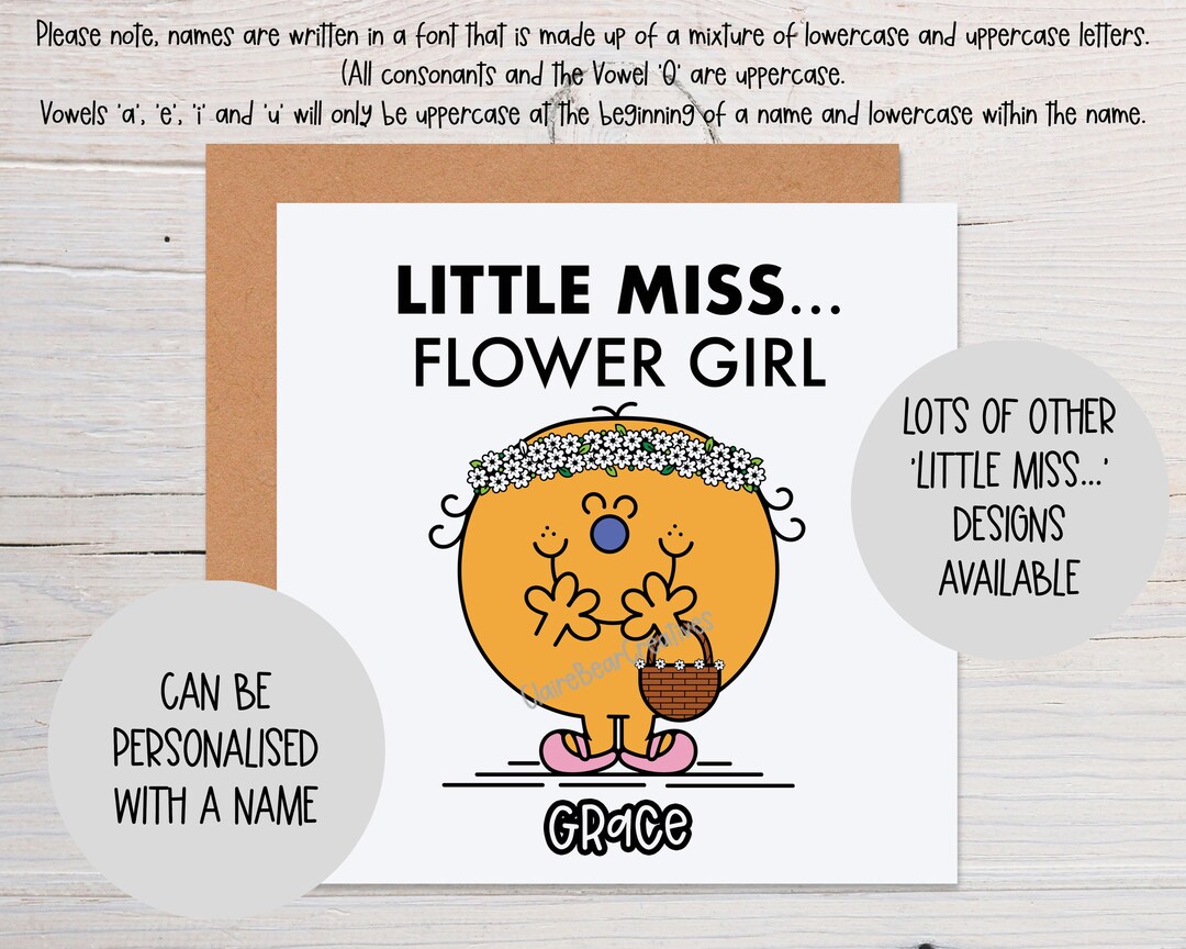 Little Miss... Flower Girl Card Personalised Flower Girl Card Flower ...