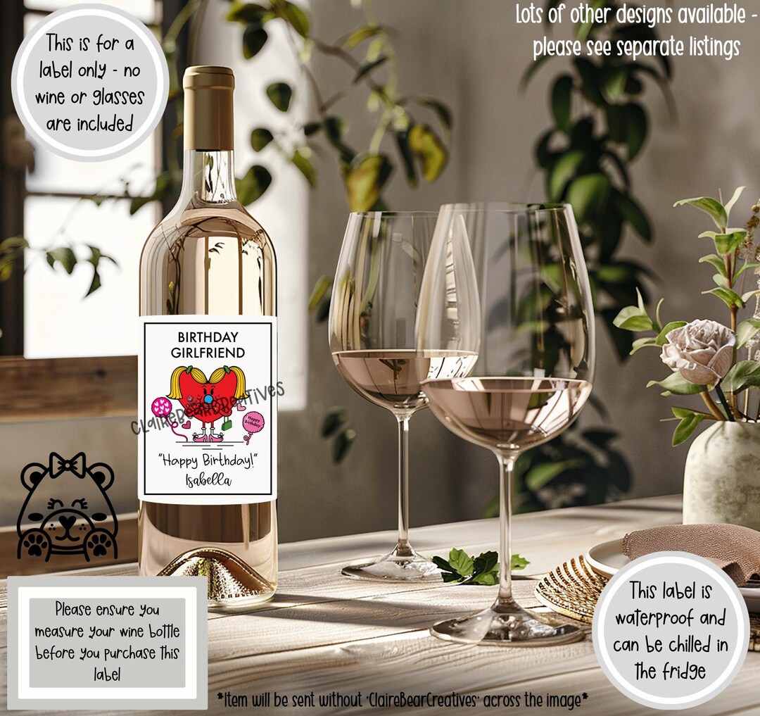 Personalised Girlfriend's Birthday Wine Label - Girlfriend's Birthday ...