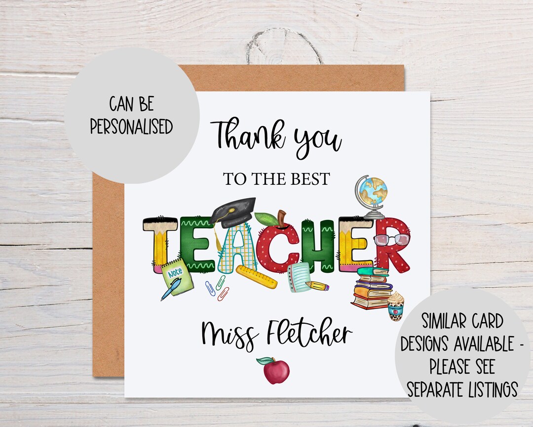Thank You Card for Teacher - Teacher Thank You Card - Class Teacher ...