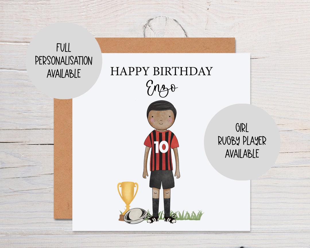 Rugby Birthday Card - Personalised Rugby Card - Boy's Rugby Birthday ...