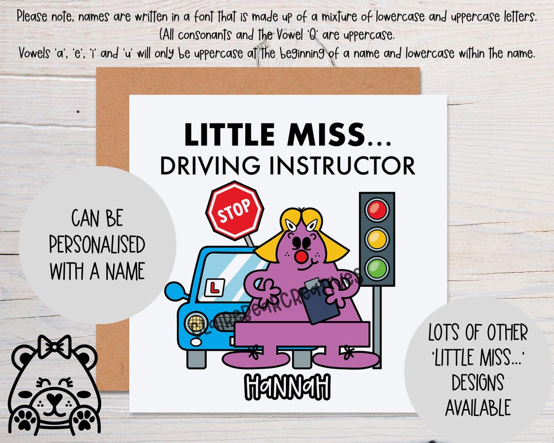 Little Miss... Driving Instructor Card Thank You Card Driving ...