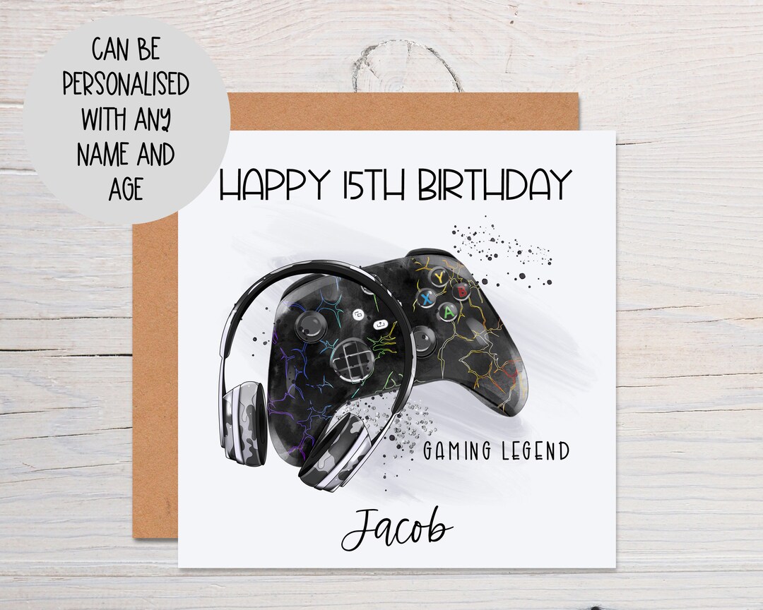 Personalised Birthday Card Gaming Birthday Card Xbox Birthday Card ...