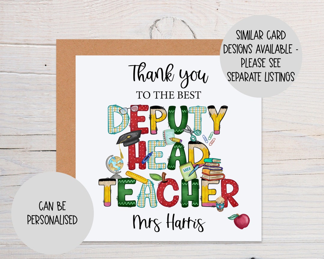 Thank You Card for Deputy Headteacher - Deputy Headteacher Card - Male ...