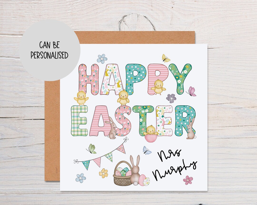 Personalised Easter Card for Teacher Teacher's Easter Card Happy Easter ...