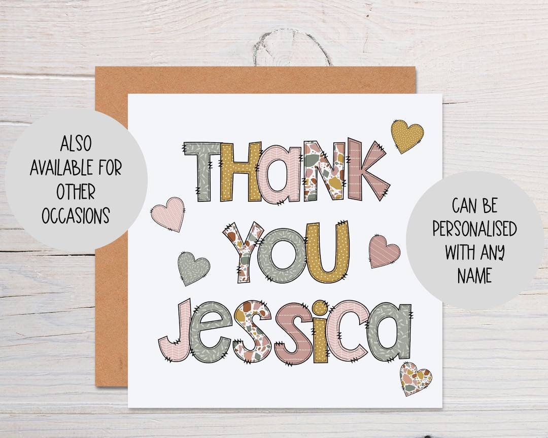 Personalised Thank You Card Female Thank You Card Thank You Card for ...
