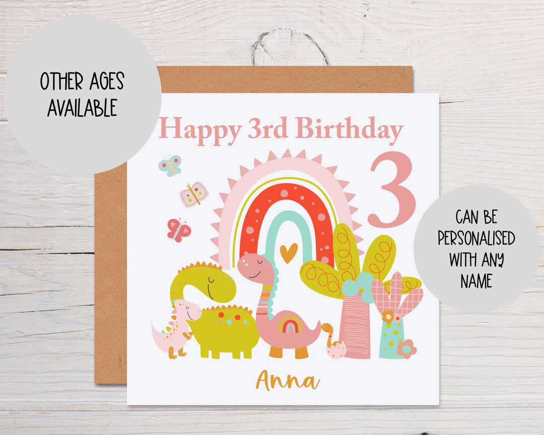1st 2nd 3rd 4th 5th 6th Birthday Card Dinosaur Dinosaur Birthday Card ...