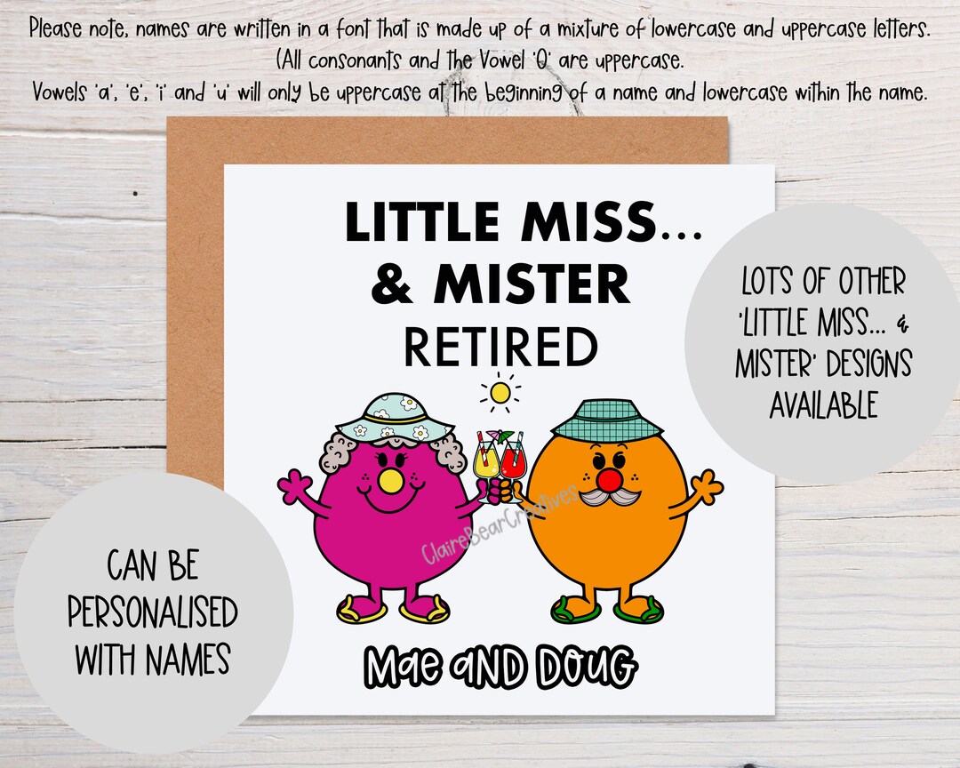 Personalised Little Miss... & Mister Retired Card Retirement Card for ...
