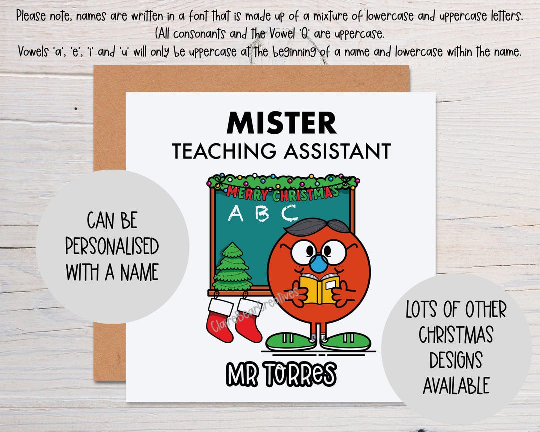 Mister... Teaching Assistant Christmas Card Christmas Card for TA Male ...