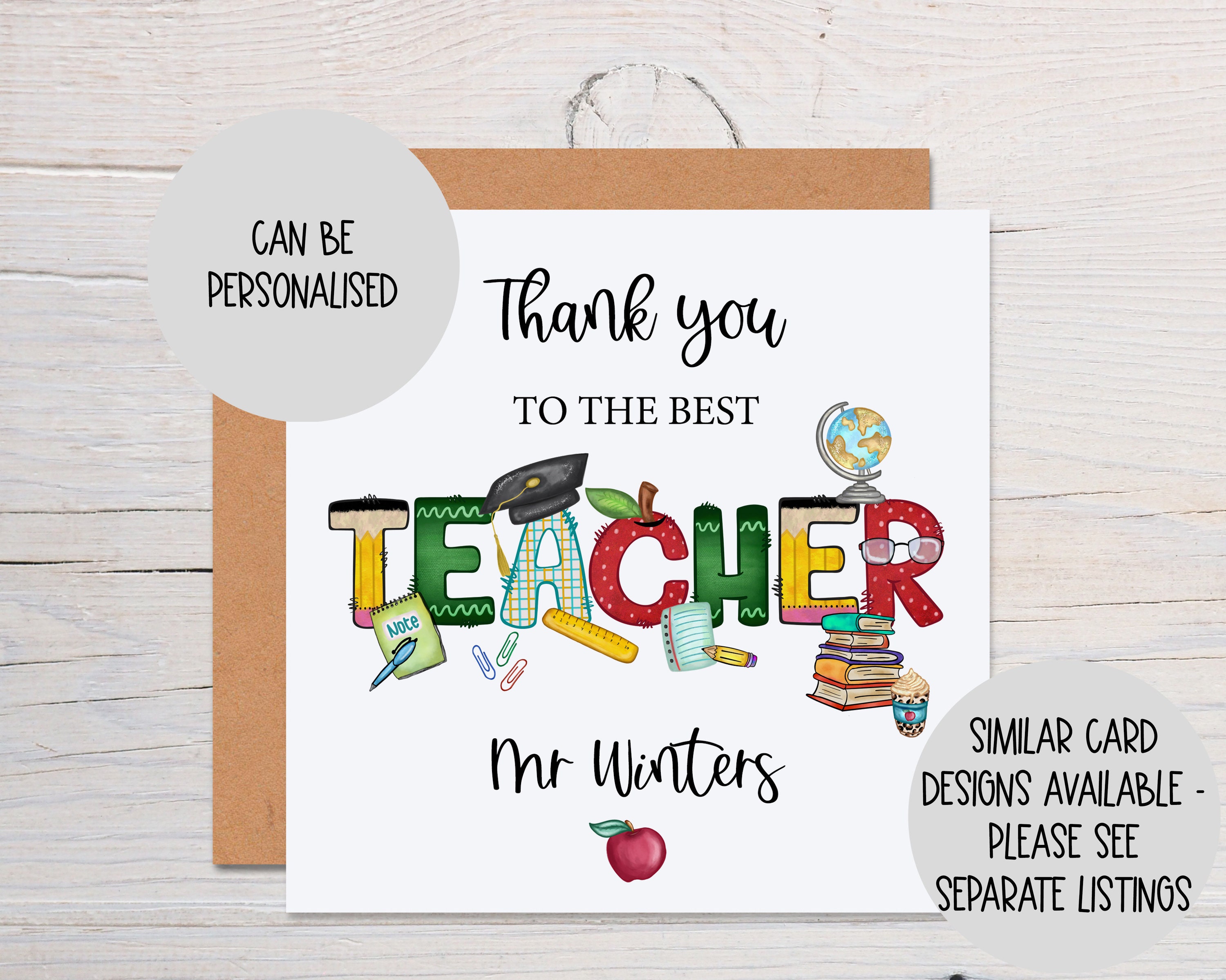 Thank You Card for Teacher - Teacher Thank You Card - Class Teacher ...