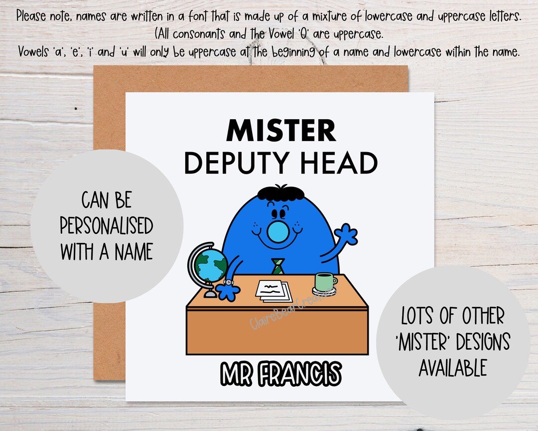 Mister Deputy Head Card Mr Deputy Head Card Thank You Card Male Deputy ...