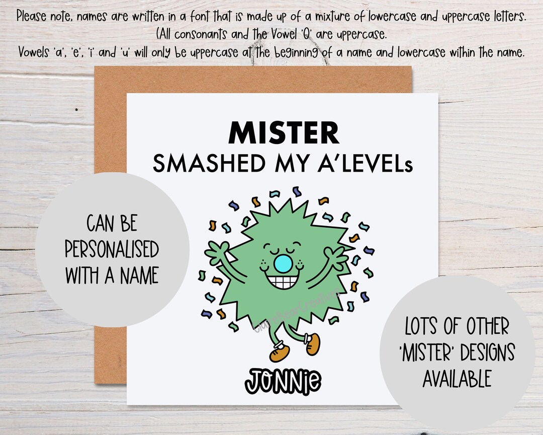 Mister Smashed My Alevels Card Congratulations Alevels Card Passed ...