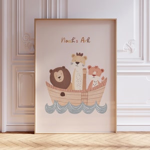 Noah's Ark Boho Animal Print for Kids Nursery, Whimsical Neutral Tone ...