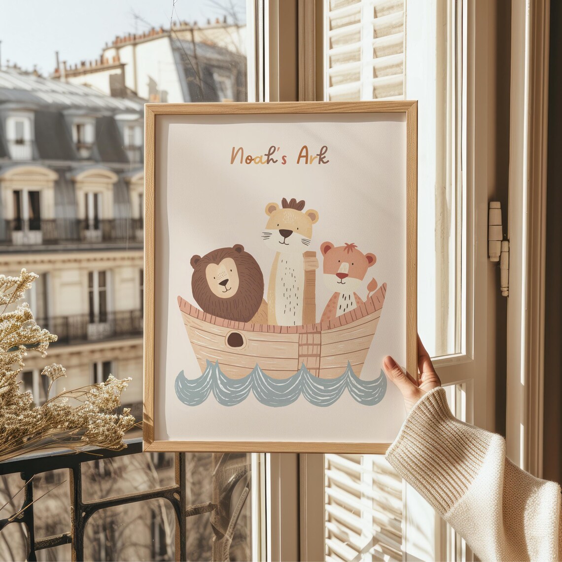 Noah's Ark Boho Animal Print for Kids Nursery, Whimsical Neutral Tone ...