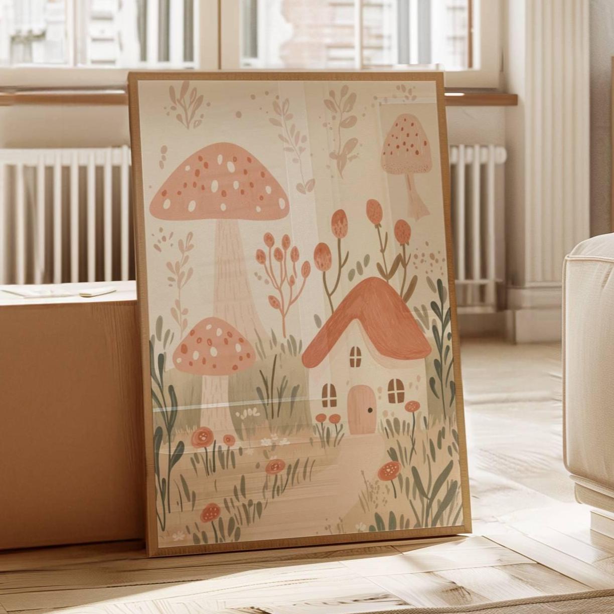 Whimsical Fairytale Print for Kids Nursery, Neutral Tone Children's Art ...