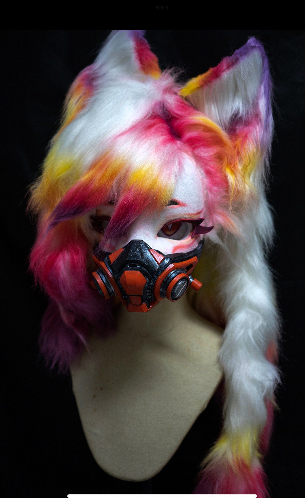 Fire Fox Fursuit Mask Head,handmade Mask,pet Play, Furry Cosplay Mask ...
