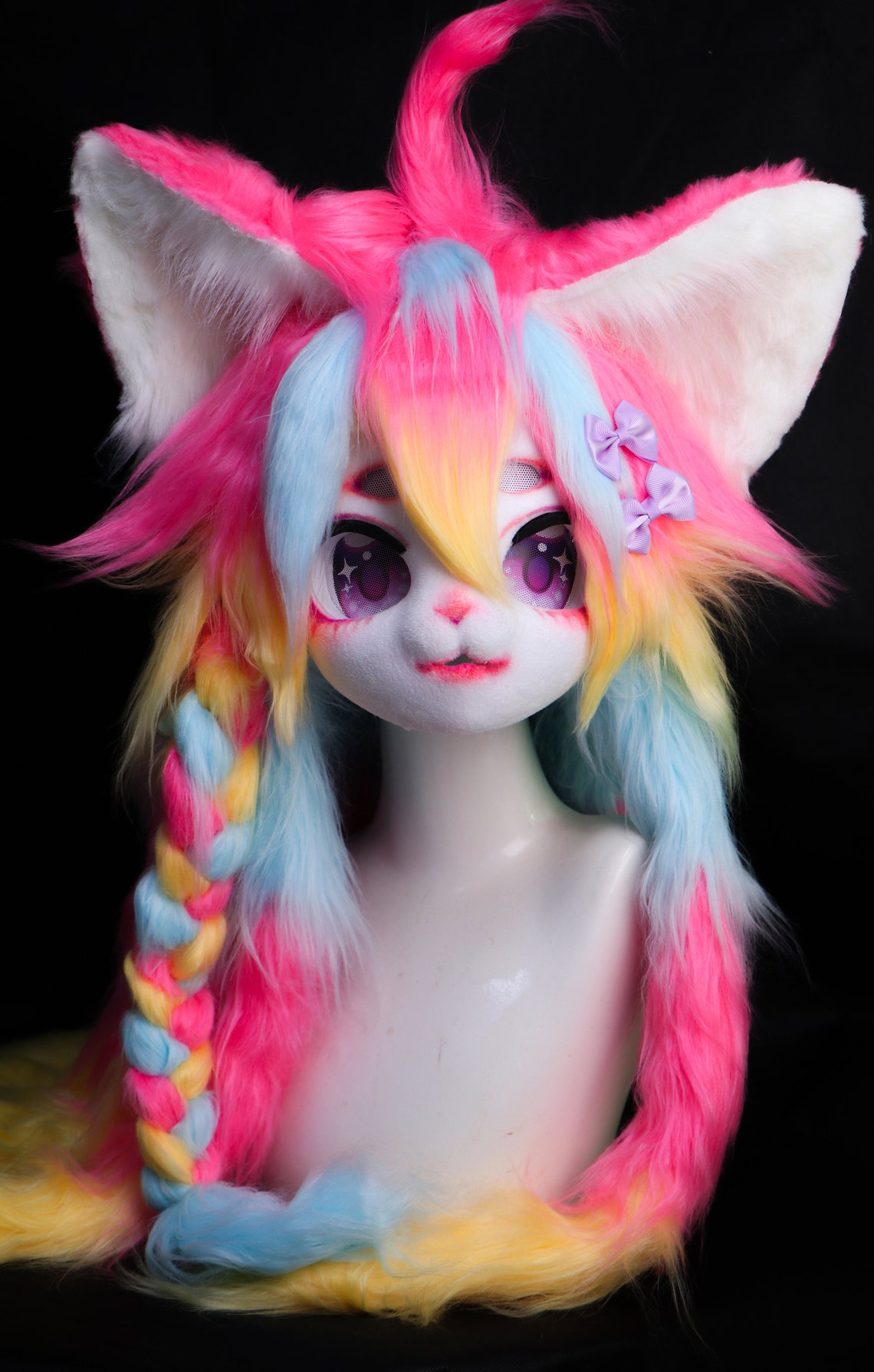 Fox Rainbow Kigurumi Head Mask,furshit Mask Head , Handmade Mask , Pet ...