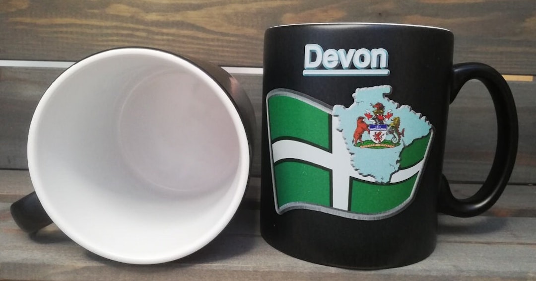 Devon Flag Devonshire Map and Coat of Arms COA Klassek Mug Coffee Tea ...