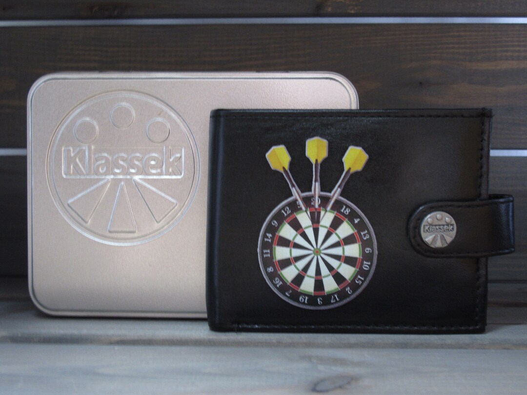 Darts Wallet Genuine Leather Chain Dartboard Dart Snap Button Closure ...