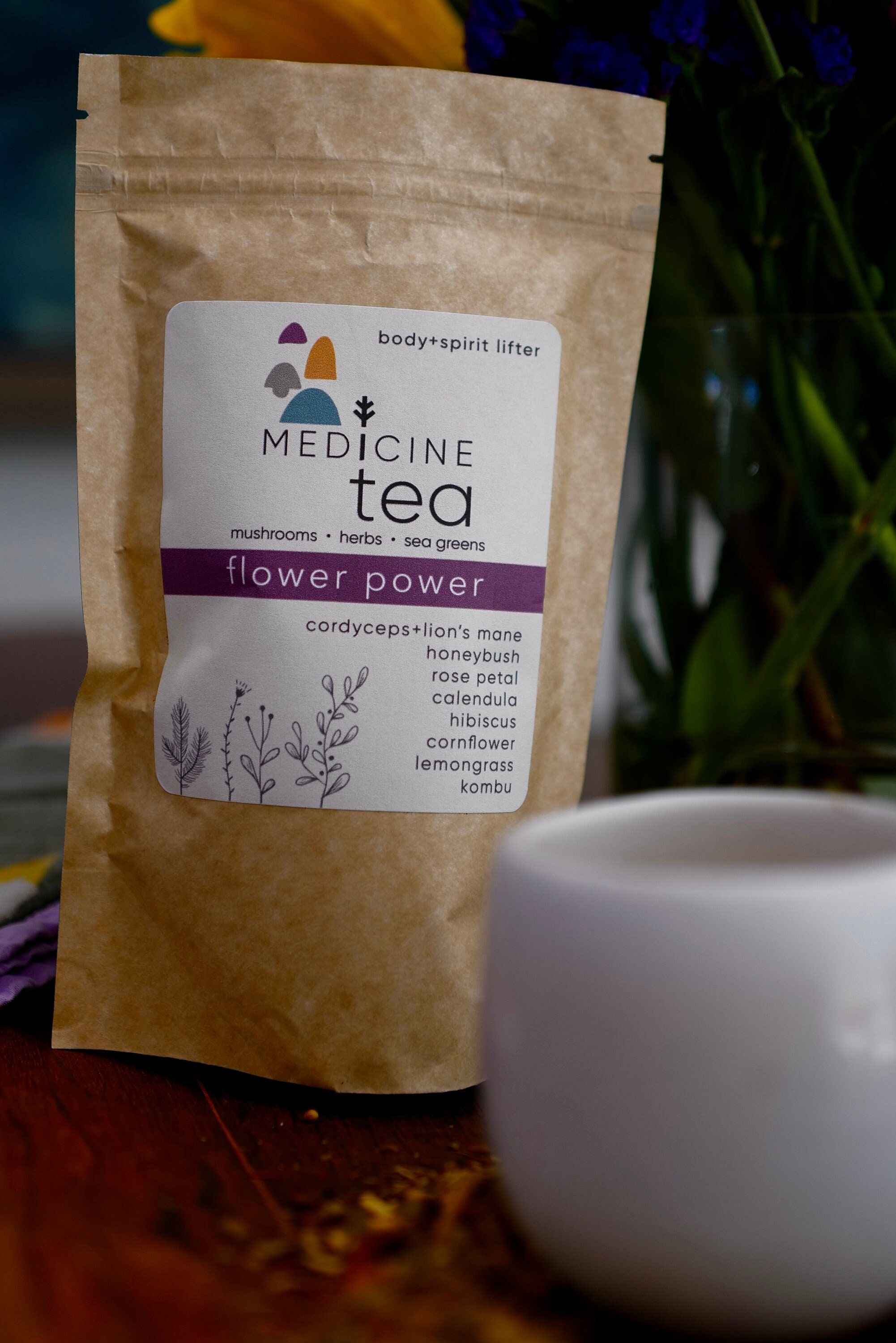 Loose Leaf Tea Flower Power With Organic Herbs, Activated Mushrooms Sea ...